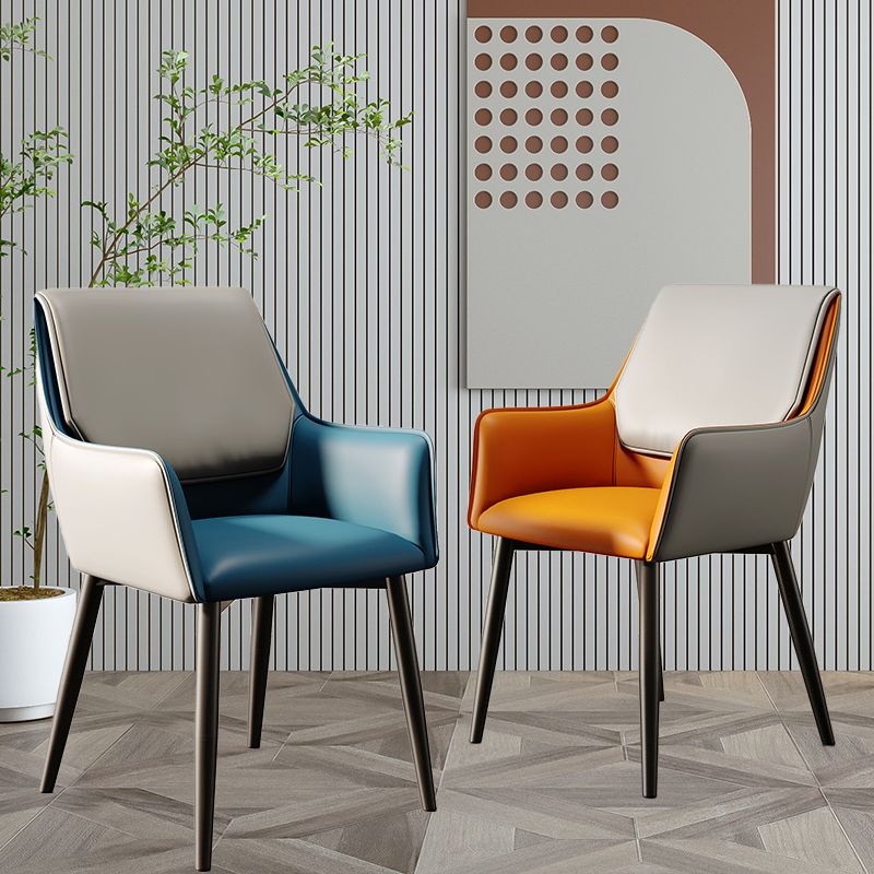 Modern Style Parsons Arm Chair Leather Dining Chair for Dining Room ...