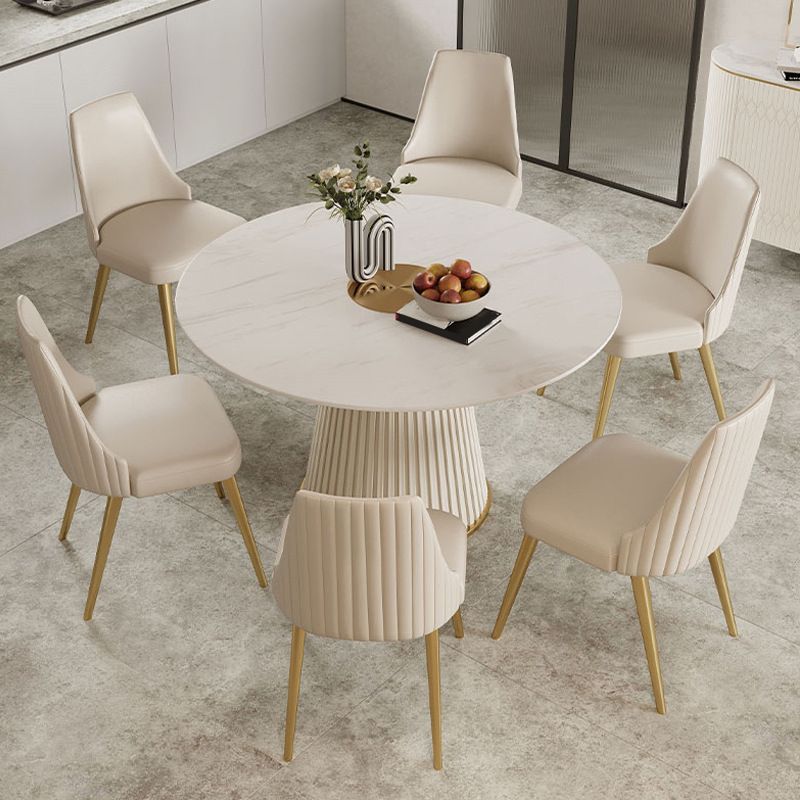 Nordic Glam Style Sintered Stone Dining Round Table Set 1/4/5/7 Pieces ...