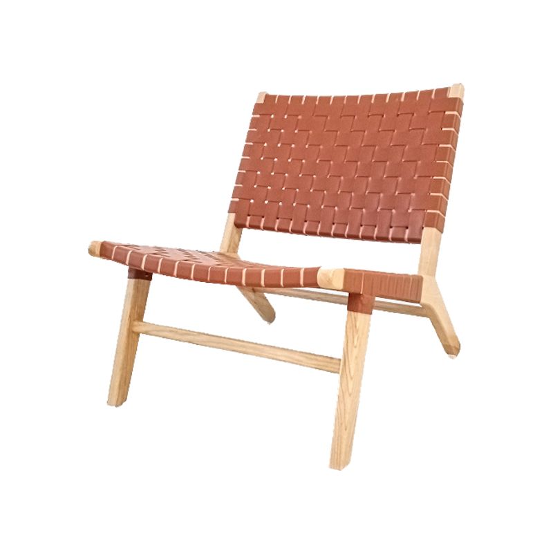 Leather Woven Back Chair Basic Four Leg Lounge Chair for Living Room ...