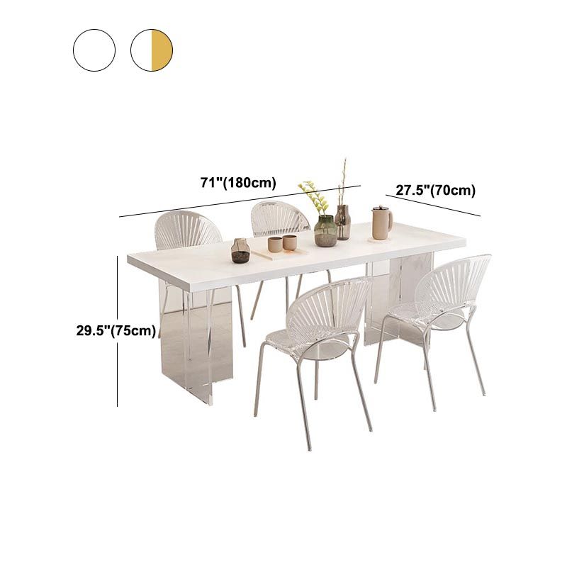 Modern Acrylic Dinner Room Kitchen Table Rectangle White Double ...