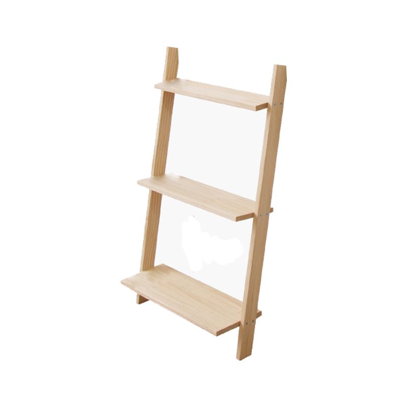 Contemporary Ladder Bookcase Solid Wood Open Back Bookshelf with ...