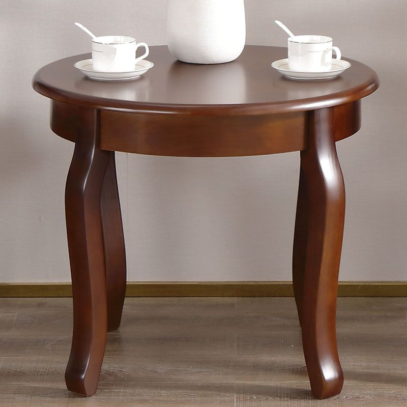 Traditional Wood Round Top Side Table 26.3" Tall 4 Legs End Table ...