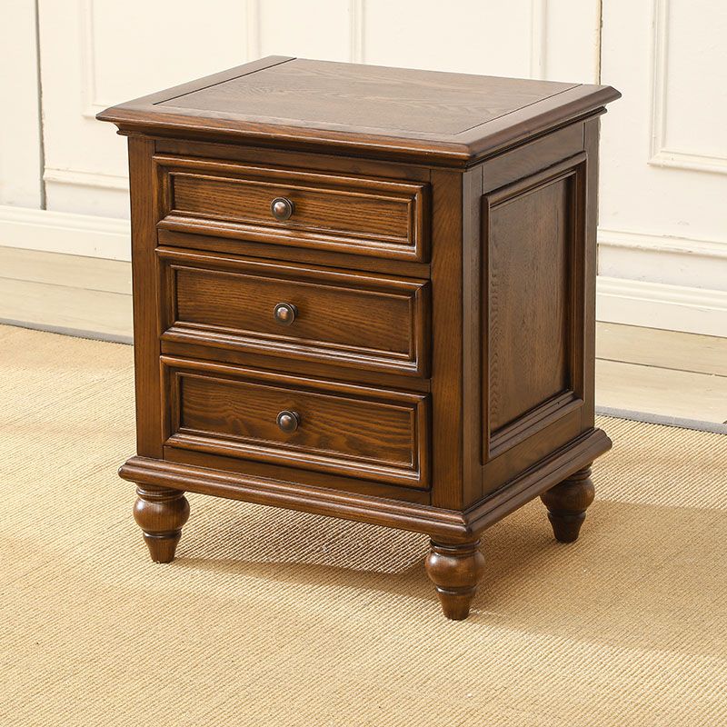 Traditional Night Table Storage Bed Nightstand with 3 Drawers for Home ...