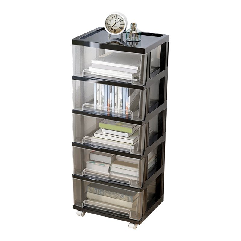 Modern Style Bookshelf Closed Back Plastic Bookcase for Home Office ...