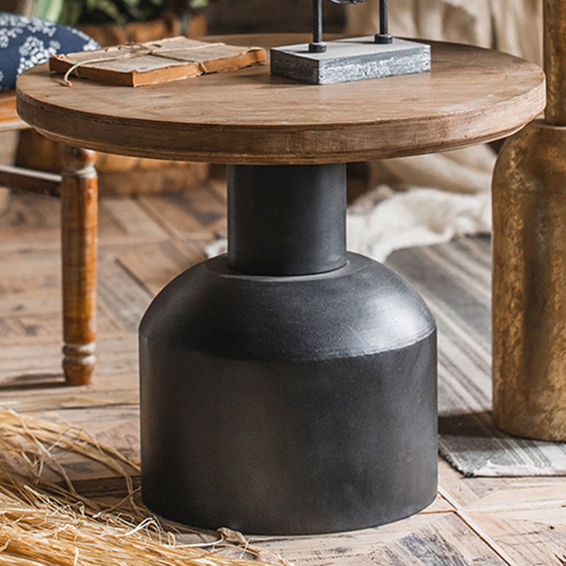 Rustic Corner Table Solid Wood Round Pedestal Side End Table - Clearhalo