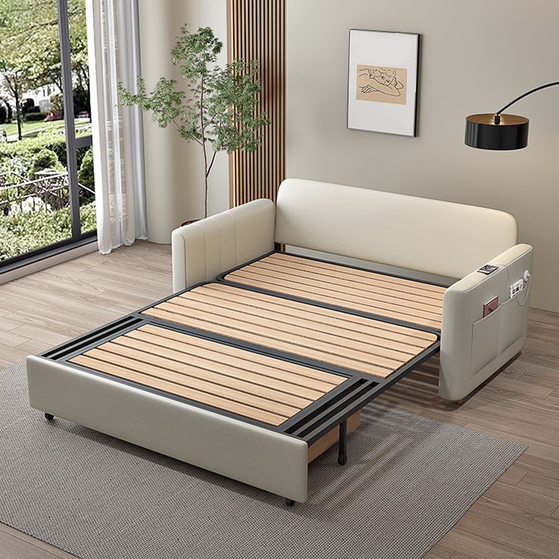 31" Wide Scandinavian Futon Sofa Bed White Futon Sleeper Sofa - Clearhalo