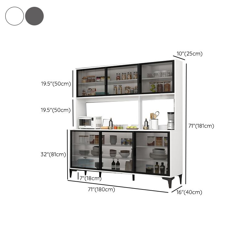 Contemporary Buffet Table Glass Doors Faux Wood Buffet Stand with Doors ...
