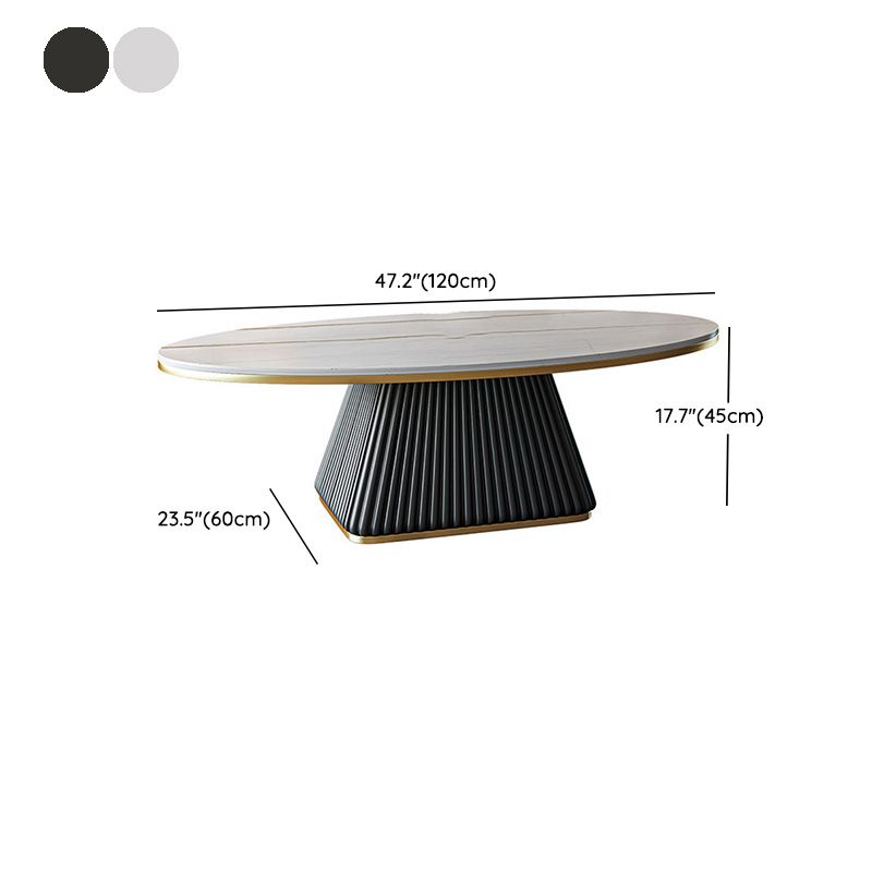 Glam Single Coffee Table Oval Pedestal Coffee Cocktail Table - Clearhalo