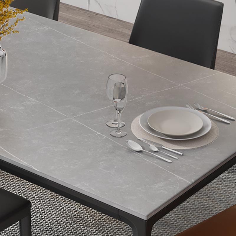 Rectangular Stone Dining Table Modern 4 Legs Furniture in Matte Finish ...