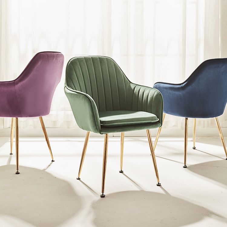 Scandinavian Bedroom Solid Back Arm Chair Velvet Matte Finish Dining ...