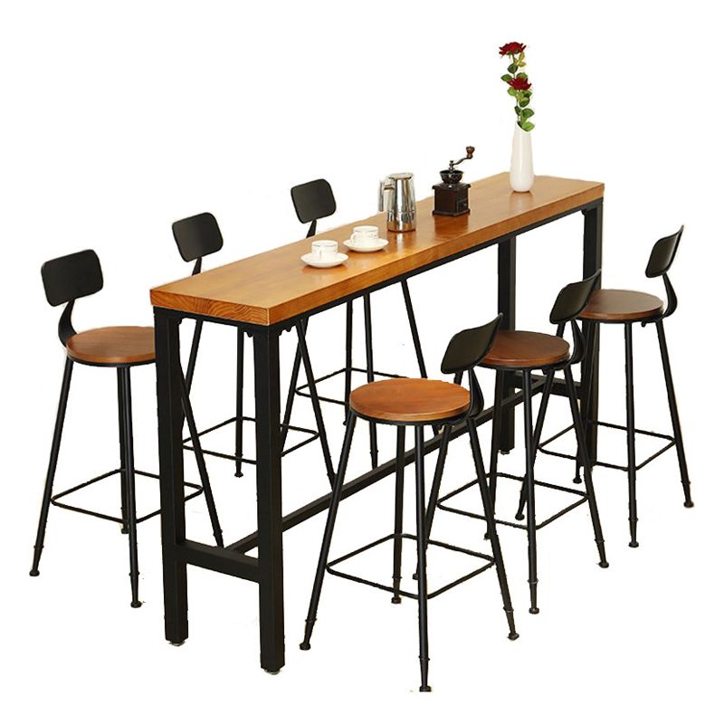 Iron and Wood Rectangular Table Modern Style Milk Tea Shop Cafe Bar ...