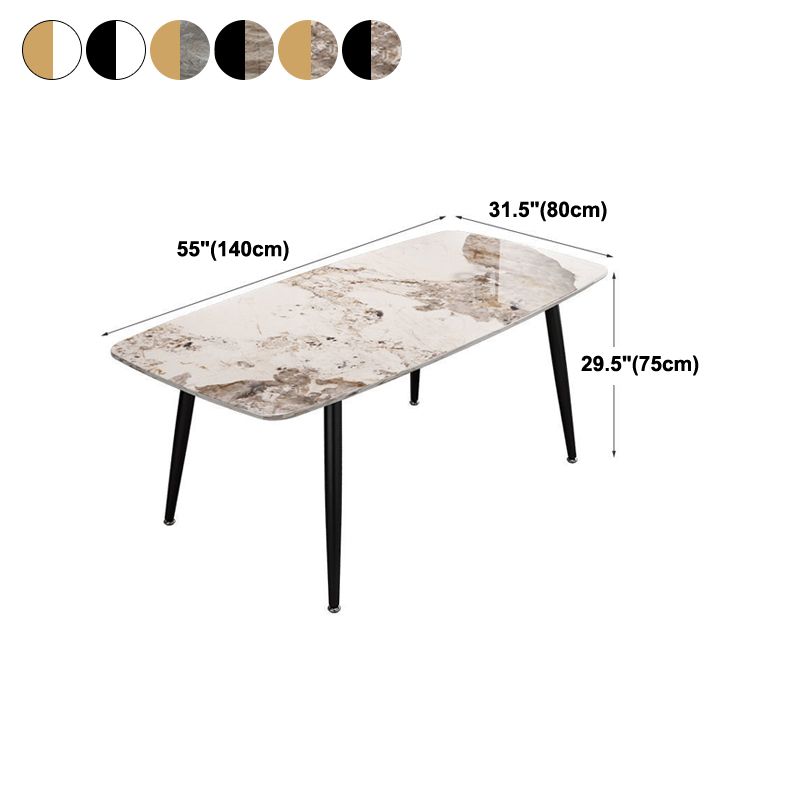 Rectangular Sintered Stone Dining Table Modern White Gray Green ...