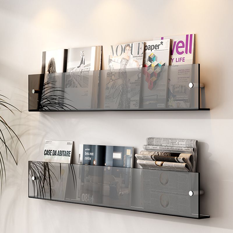 Modern Acrylic Floating Bookshelf 5.9" H Wall Mounted Bookcase - Clearhalo