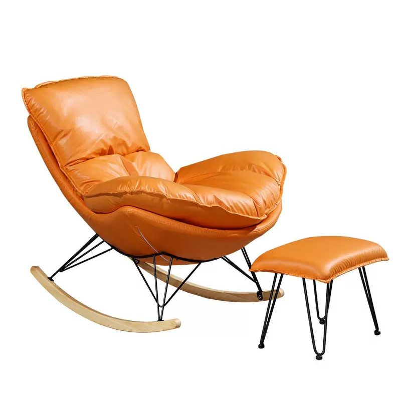 Modern Lazy Sofa Chair Iron Base Rocking Chair in Living Room - Clearhalo