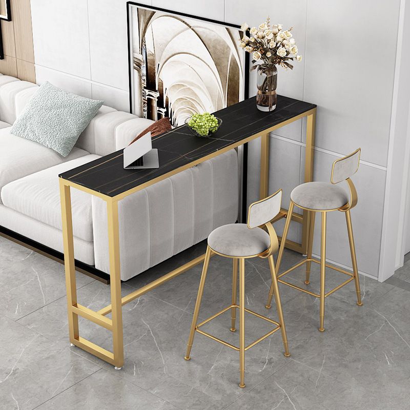 Stone Rectangle Top Bar Table 42-inch Height Iron Pedestal Modern ...