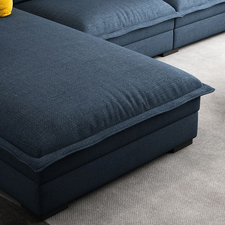 4-seater Fabric Slipcovered Sectional L-shape Square Arm Sectional Sofa ...