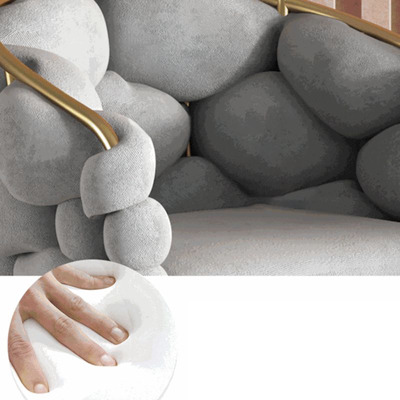 Biscuit Back Sofa 23.62" Deep Sloped Arm Sofa with Gold Frame - Clearhalo