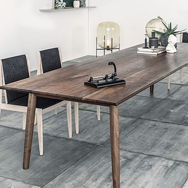 Rectangle Modern Dining Table Solid Wood Fixed Table for Restaurant ...