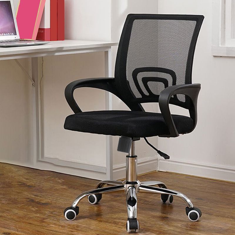 Fixed Arm Task Chair Modern Mid Back Working Chair with Wheels for ...