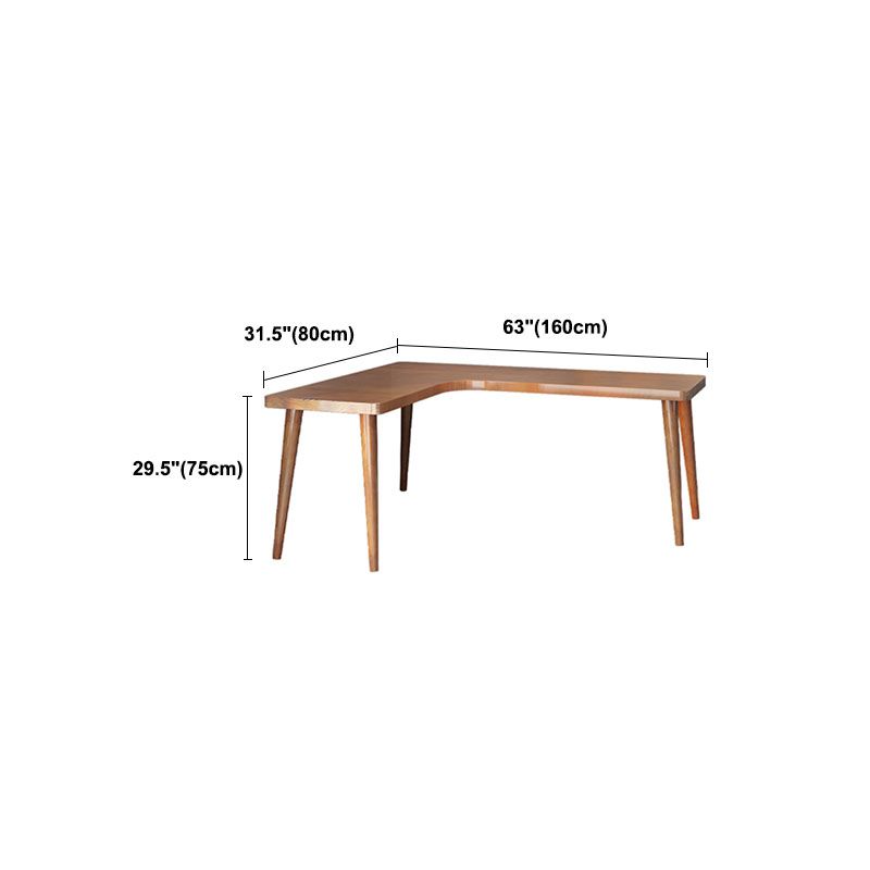 L-shape Solid Wood Office Desk Modern Corner Writing Desk with H Shape ...
