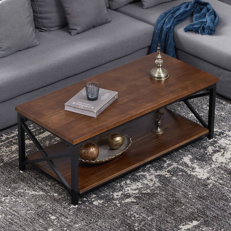 Rectangular Frame Cocktail Table Contemporary Coffee Table with Storage ...
