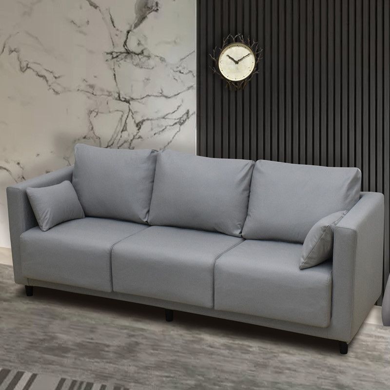 Loose Back Linen Square Arm Modern Sofa with Slipcover for Living Room ...