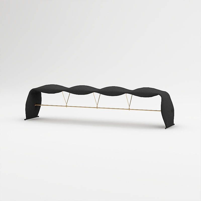 Glam Metal Seating Bench Cushioned Backless Bench for Bedroom - Clearhalo