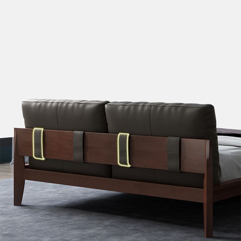 Modern Panel Bed No Distressing Wood Standard Bed Upholstered Headboard ...