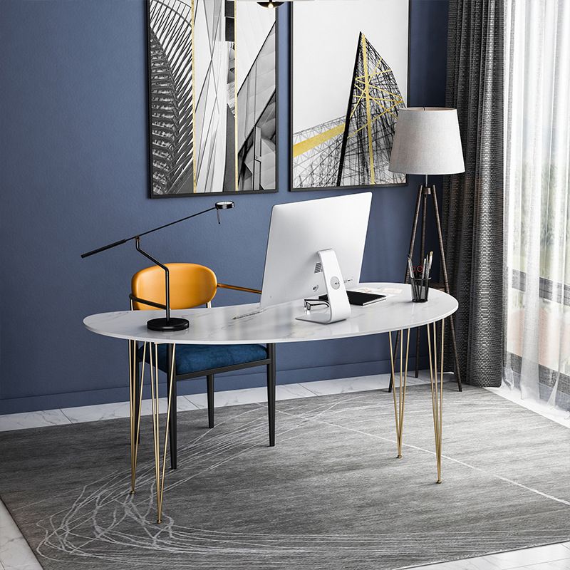 Contemporary Marble Computer Desk for Home 30"H Desk with Metal Legs ...