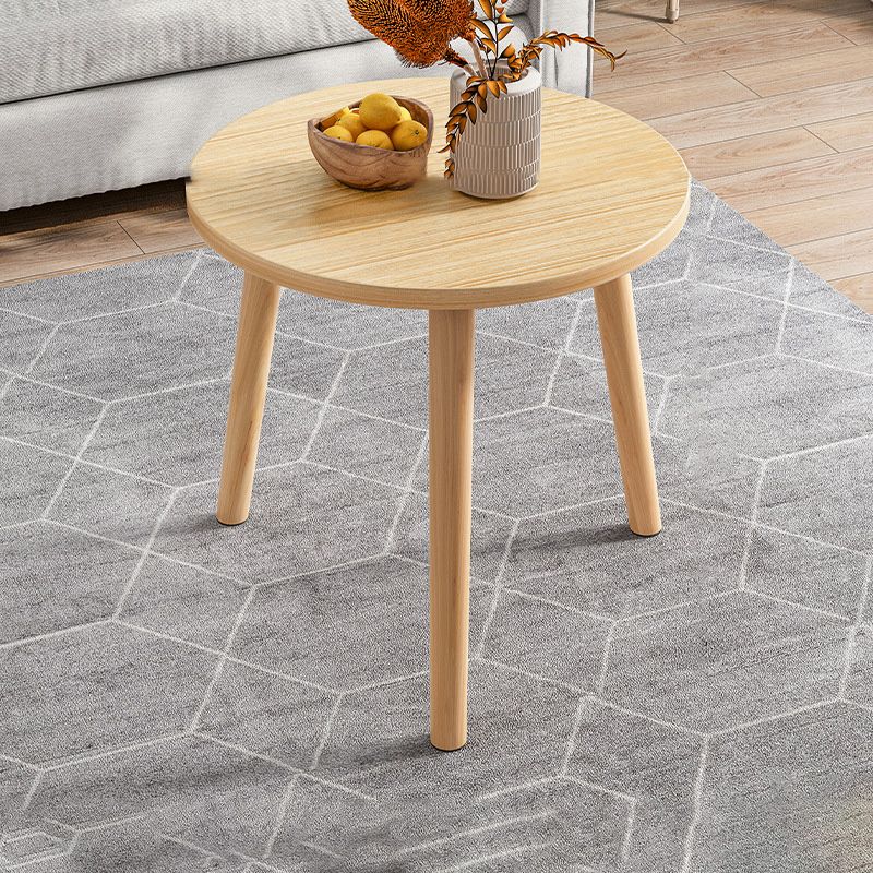 Contemporary Wooden Single Coffee Table 3 Legs Round Cocktail Table ...