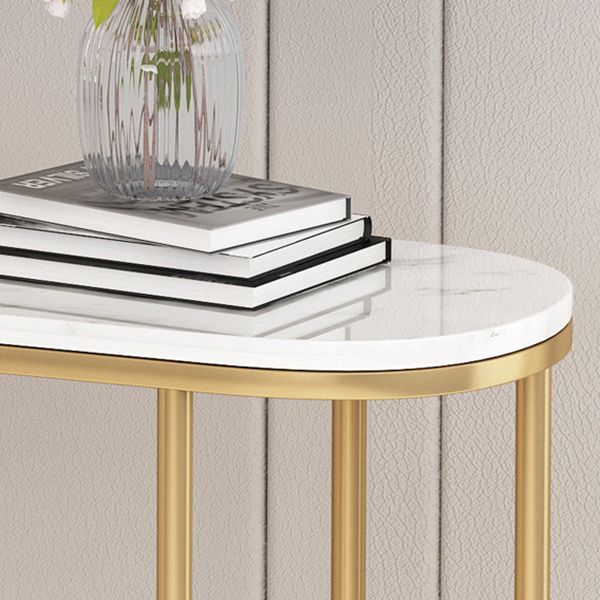 Glam Oval Console Table with Storage Shelf for Hall Accent Table ...