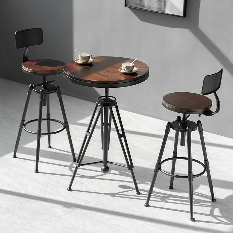 Industrial Adjustable Height Bar Stool Iron Round Armless Bar Stool ...