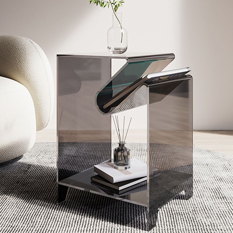 Modern Acrylic 22.04" Tall End Table Rectangular Sled Side Table ...