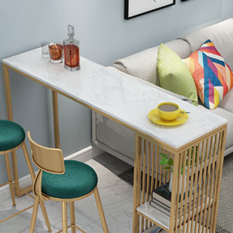 Glam Style Rectangle Bar Table 1/2/3 Pieces Faux Marble Counter Table ...
