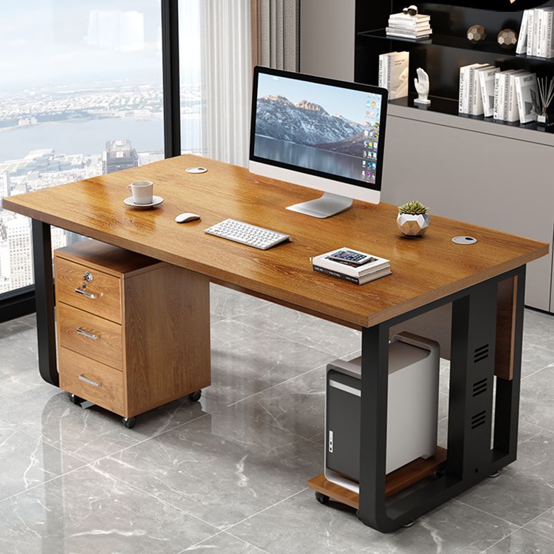 Modern Style Rectangular Shaped Office Writing Desk Wood in Brown ...