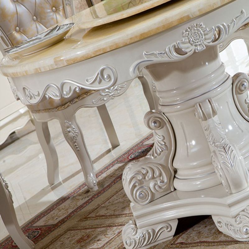 White Stone Top Dining Table Round Dining Table with Pedestal Base ...