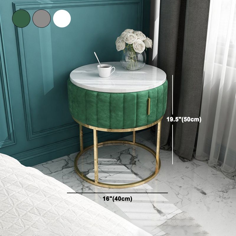 20'' Tall Metal Night Table Glam Marble Top 2-Drawer Bed Nightstand ...