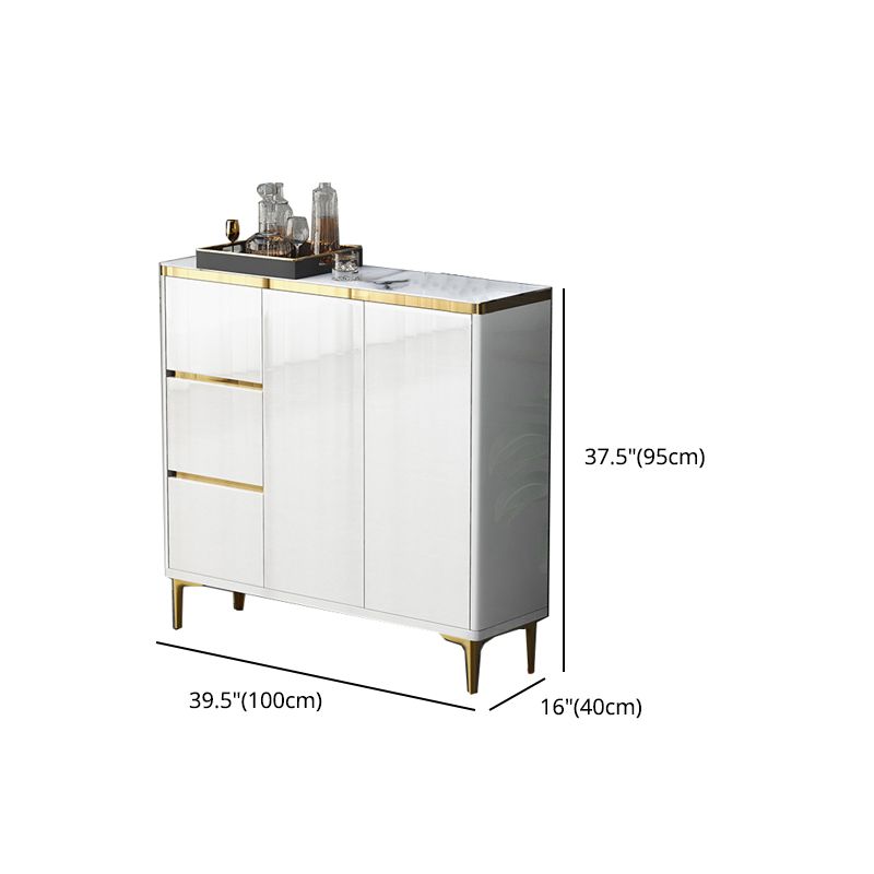 Contemporary White Dining Server Manufactured Wood Adjustable Shelving ...