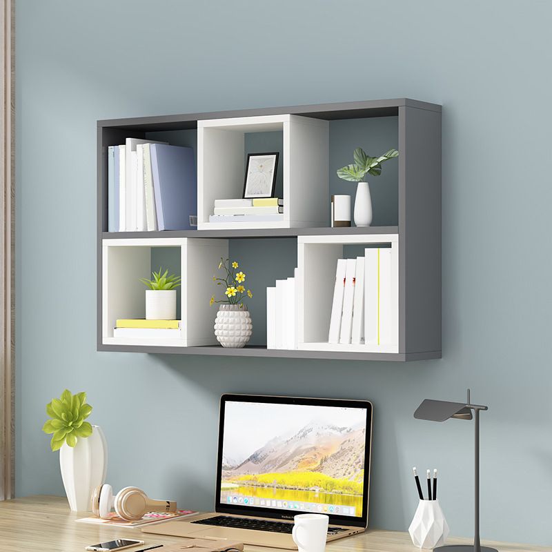 Modern Wall Mounted Shelf Bookcase Engineered Wood Home Bookshelf ...