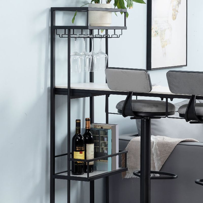 Contemporary Bar Dining Table Metal Frame Bar Table with Wine Rack ...