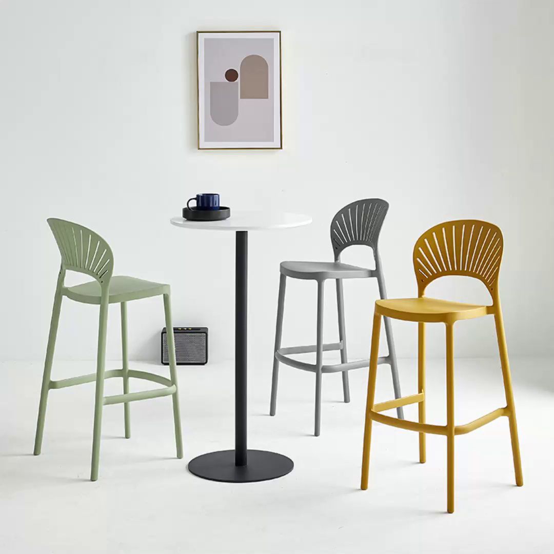 Industrial Armless Low Back Bar Stool Indoor Stackable Plastic Bar ...