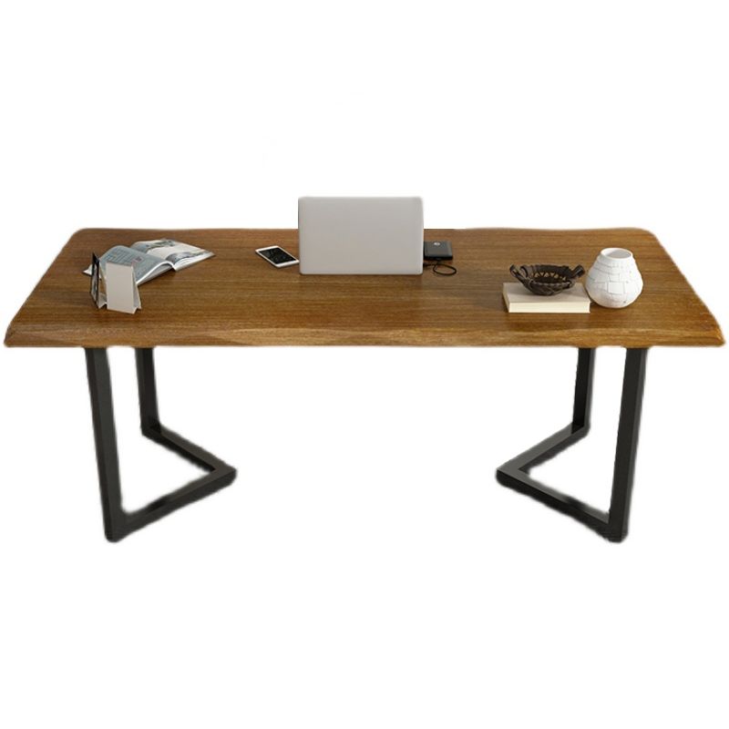 Home Office Work Table Solid Wood Modern Free Form Writing Desk - Clearhalo