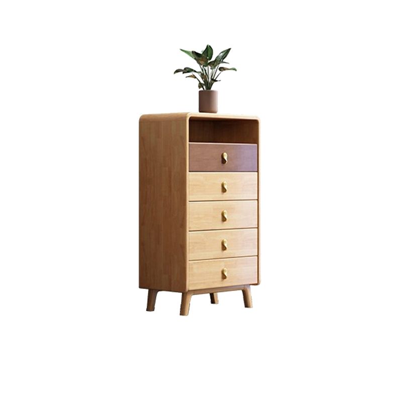Mid-Century Modern Rectangle Chest with Drawers in Natural Rubberwood ...
