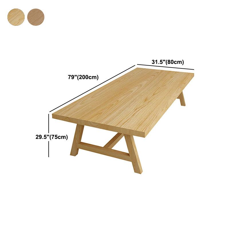 Modern Rectangle Solid Wood Table Standard Height Dining Table with ...