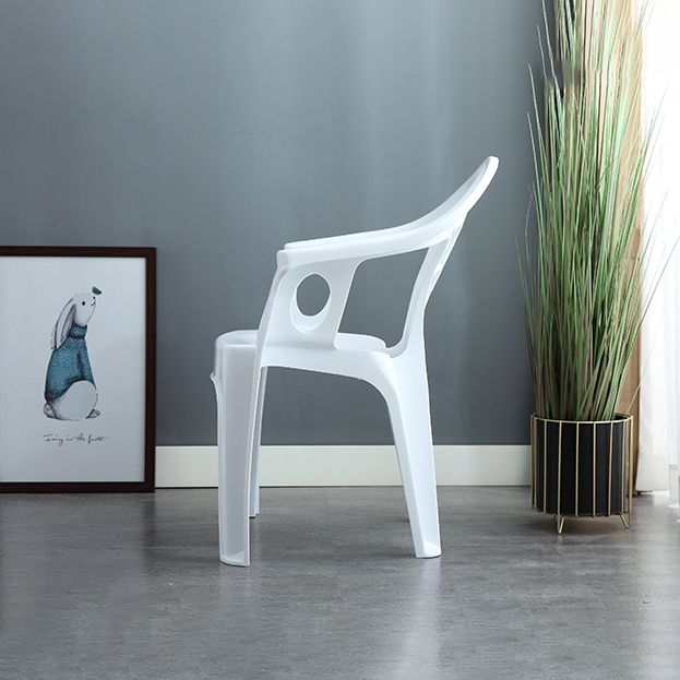 Modern Style Plastic Dining Arm Chair Slat Back Stackable Dining Chairs ...