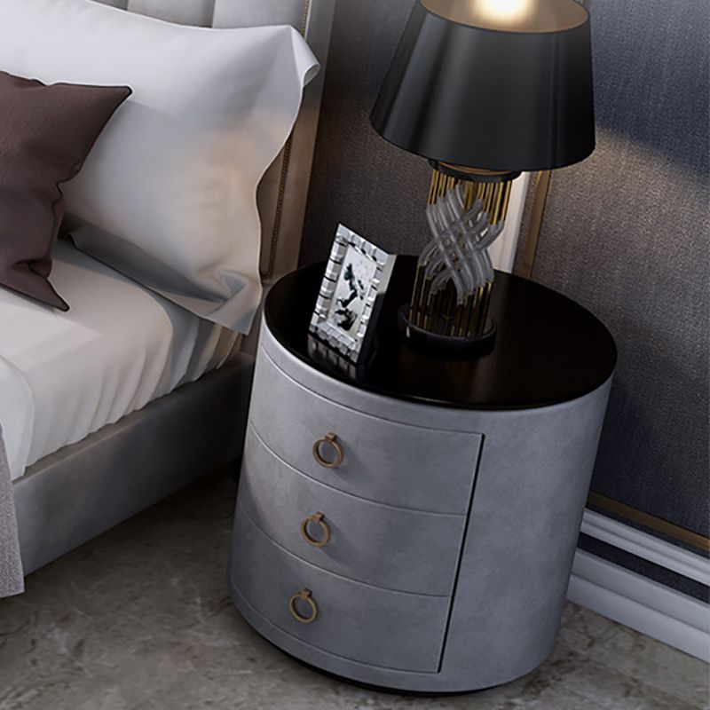 Contemporary Accent Table Nightstand Glass Nightstand with 3 Drawers ...