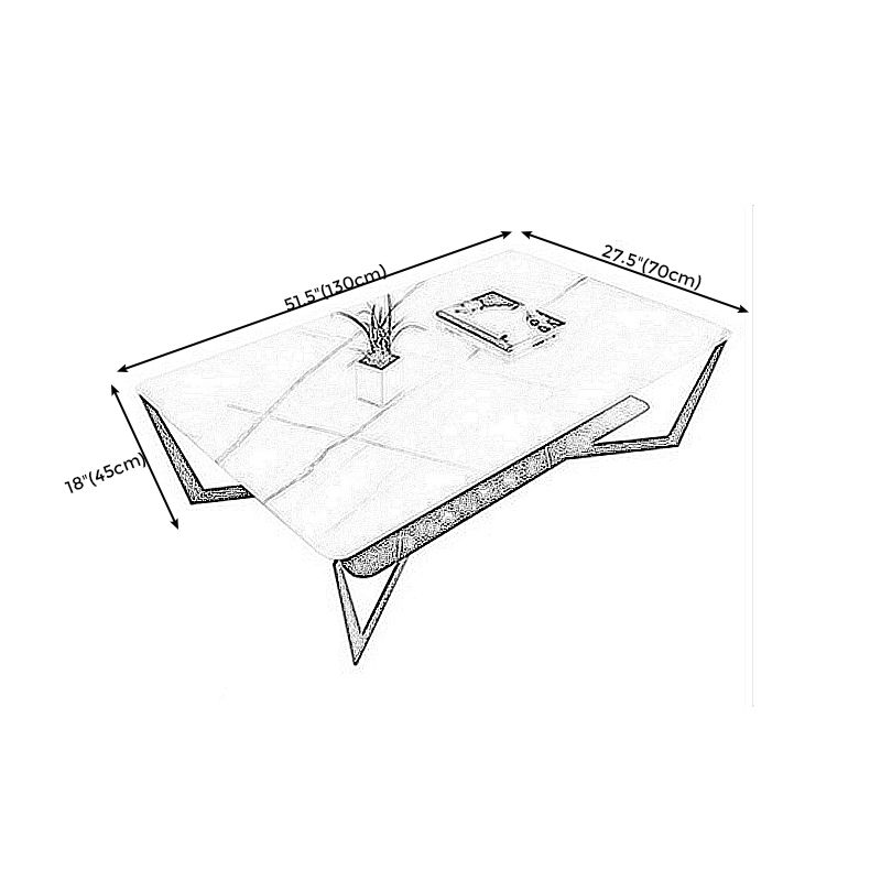 Cross Table Base Design Black Metal Base Slate Top Rectangular Coffee ...