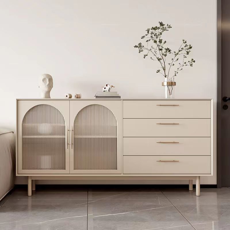 Glam Sideboard Buffet 4 Drawers and Door Cabinets Glass Doors Buffet ...