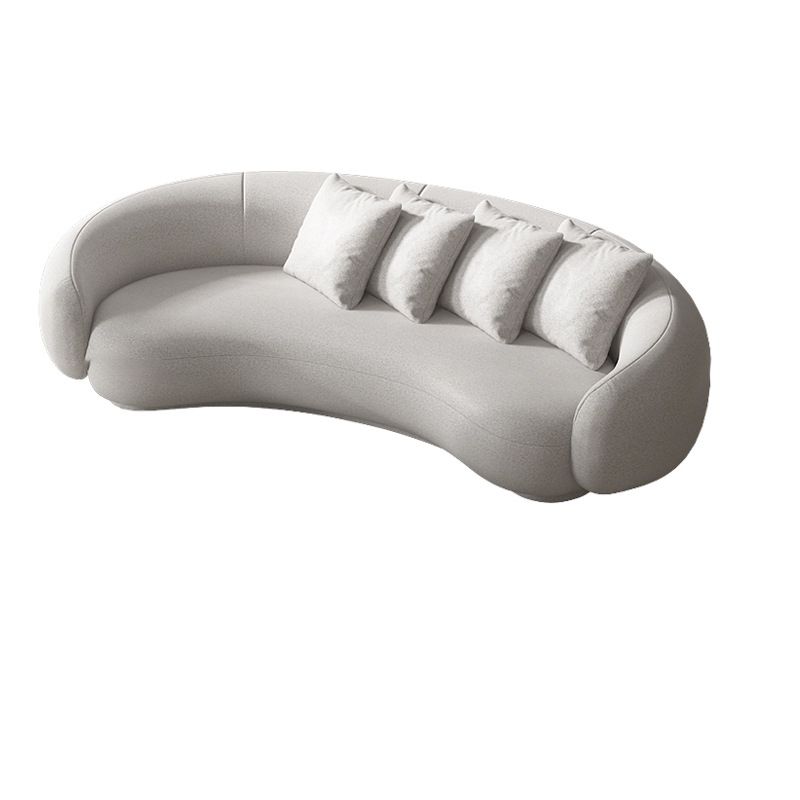 Contemporary Sloped Arm Curved Sofa Tight Back Fabric Settee - Clearhalo