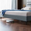 Rectangular Solid Color Panel Bed Genuine Leather Standard Bed with ...